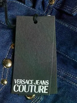 Versace Studded Cropped Denim Vest