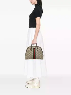 Gucci 2016-2026 Medium Gg Supreme Ophidia Web Satchel - Neutrals