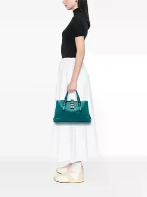 Bottega Veneta Small Nappa Intrecciato Roma Satchel - Blue