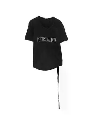 ANN DEMEULEMEESTER Slogan-print Tie-detail T-shirt - Black