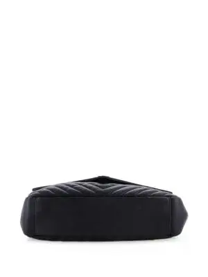 Saint Laurent Monogram College Bag Matelasse Chevron Leather Large Shoulder Bag - Black