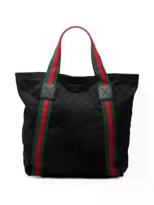 Gucci Gucci GG Canvas Web Tote Bag Black