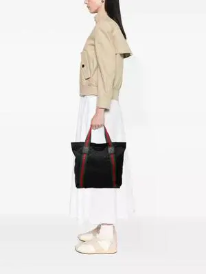Gucci Gg Canvas Web Tote Bag - Black