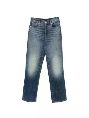 7 For All Mankind Faded Straight-leg Jeans