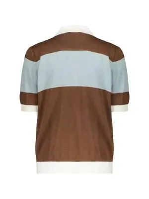 MOORER Striped Knit Polo Shirt