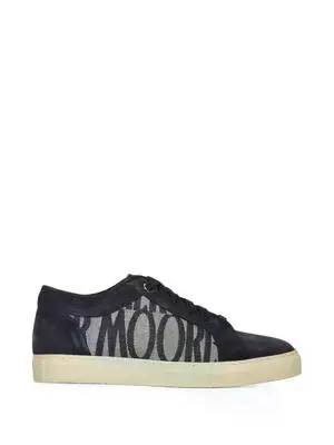 MOORER Navy Suede Paneled Lace-up Sneakers - Blue