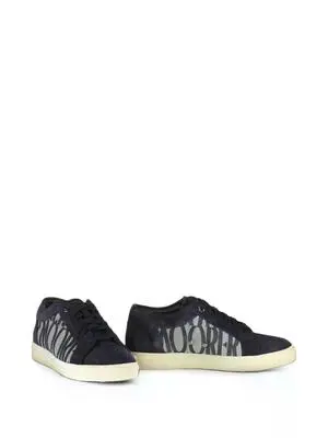 MOORER Navy Suede Paneled Lace-up Sneakers