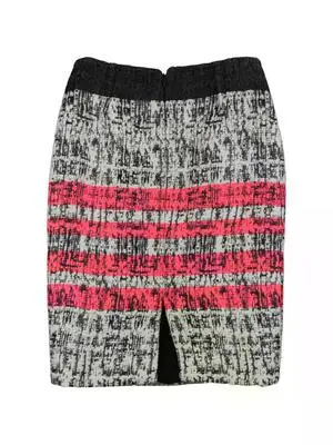 Giambattista Valli Tweed Pencil Mini Skirt With Stripes And Rear Slit