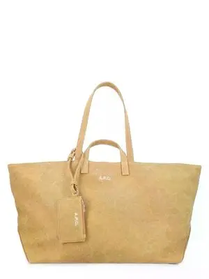 A.p.c. Tote Bag With Leather Tag - Neutrals