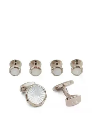 Tateossian Sunburst Semiprecious Sunray-engraved Decagonal Cufflinks - Silver