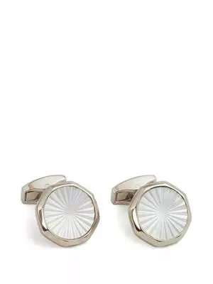 Tateossian Sunburst Semiprecious Sunray-engraved Decagonal Cufflinks - Silver