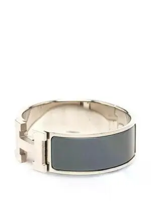 Hermès Wide Enamel Clic Clac H Bracelet Pm Costume Bracelet - Grey