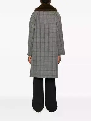 TELA Checked Faux-fur Collar Coat