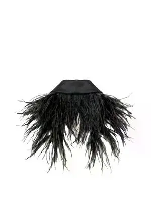 La DoubleJ La Scala Collar With Ostrich Feathers - Black
