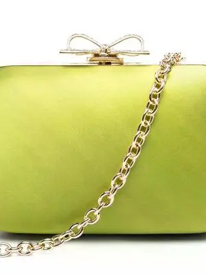 SELF-PORTRAIT Satin Clutch Bag - Green