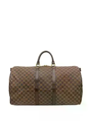 LOUIS VUITTON 2010 Damier Ebene Keepall Bandouliere 55 Travel Bag - Brown