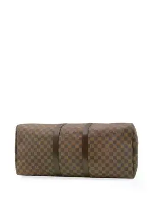 LOUIS VUITTON Damier Ebene Keepall Bandouliere 55 Travel Bag - Brown