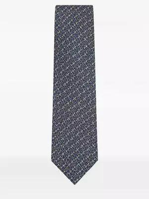 TOMBOLINI Silk Horsebit Print Neck Tie - Blue