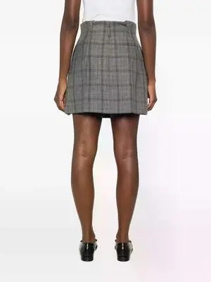 TELA Check-pattern Pleated Mini Skirt