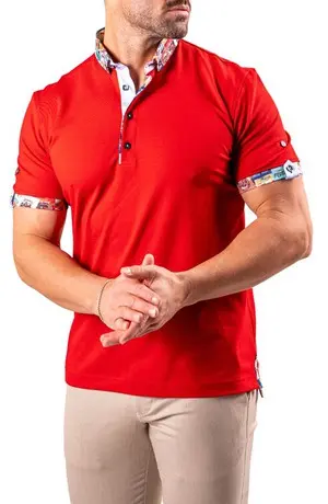 MACEOO Collarsolidscarlet Button-down Polo