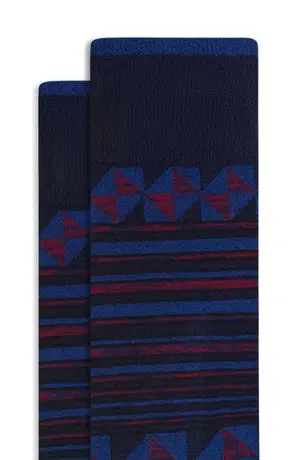 Bugatchi Stripe Geo Pattern Cotton Blend Dress Socks