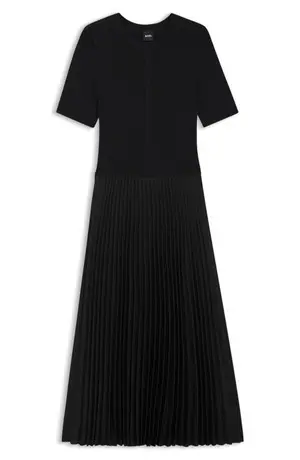 BOSS Fadridi Mixed Media Midi Dress - Black