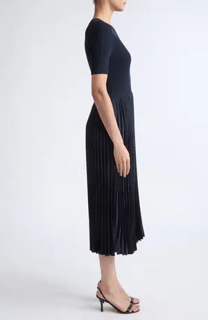 BOSS Fadridi Mixed Media Midi Dress - Dk Bu