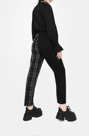 DISTURBIA Checkmate High Waist Tapered Trousers