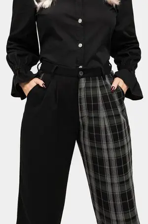 DISTURBIA Checkmate High Waist Tapered Trousers