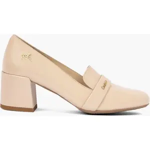 CAVALINHO Enchante Block Heel Patent Leather Loafers Beige
