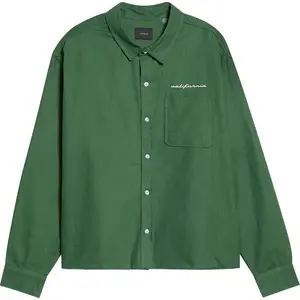 PACSUN Sportster Cotton Canvas Button-up Shirt - Green