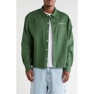 PACSUN Sportster Cotton Canvas Button-up Shirt - Green