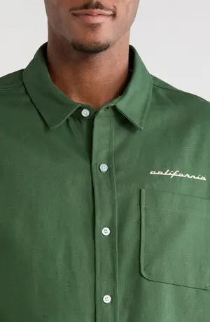 PACSUN Sportster Cotton Canvas Button-up Shirt