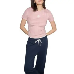 CONVERSE Slim Fit Ribbed Pointelle Crewneck T-shirt - Petal Pit