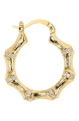 ATHRA LUXE Cubic Zirconia Bamboo Hoop Earrings