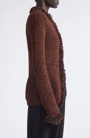 Proenza Schouler Textured Jacquard Top With Fringed Edges - Black/copper