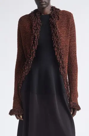Proenza Schouler Textured Jacquard Top With Fringed Edges - Black/copper
