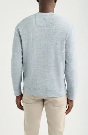 Tommy Bahama Reversible Textured Sweatshirt - Dockside Blue Heather
