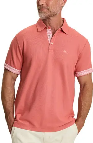 Tommy Bahama Etched Geo 5 O'clock Polo - Red Ginger