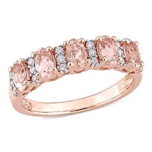 JULIANNA B. Diamond Semi Eternity Ring 14k - Morganite