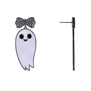 HALLMARK Ghost Drop Earrings With Rhinestone Bow Studs
