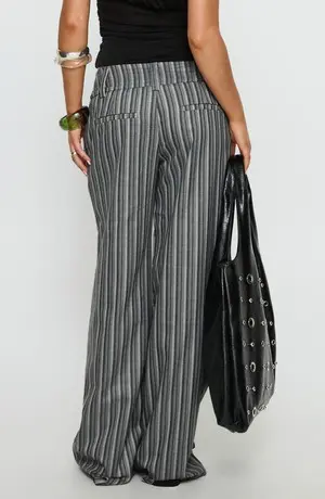 Princess Polly Cedars Stripe Low Rise Wide Leg Pants