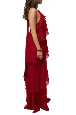 JLUXLABEL Halterneck Tiered Ruffle Maxi Dress