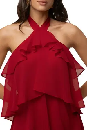 JLUXLABEL Halterneck Tiered Ruffle Maxi Dress