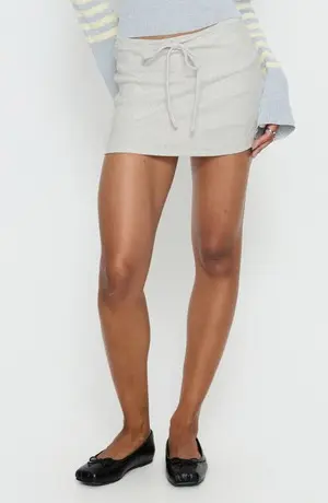 Princess Polly Baseline Marled Stretch Cotton Rib Skort - Grey Marle