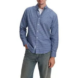 Rag & Bone Classic Plaid Cotton Oxford Shirt - Navypld