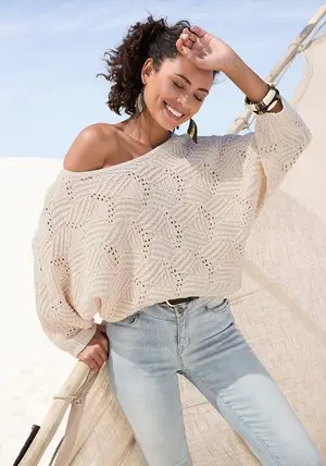 LASCANA Oversized Open Work Sweater