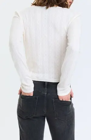 DAZE Stargazer Pointelle Knit Button Front Cardigan