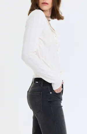 DAZE Stargazer Pointelle Knit Button Front Cardigan