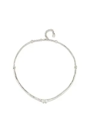 UNODE50 Sterling Rigid Necklace With White Zirconia - Silver